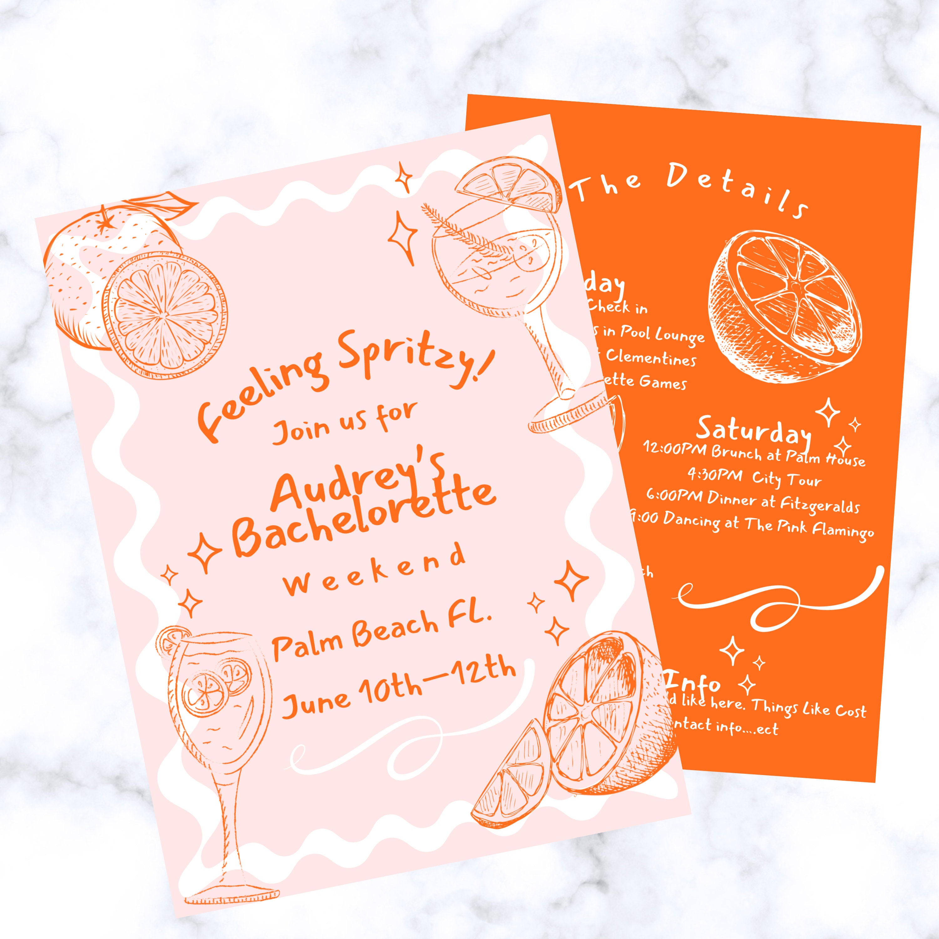 Editable Aperol Spritz Invitation Doodle Hand Drawn Feeling Spritzy ...