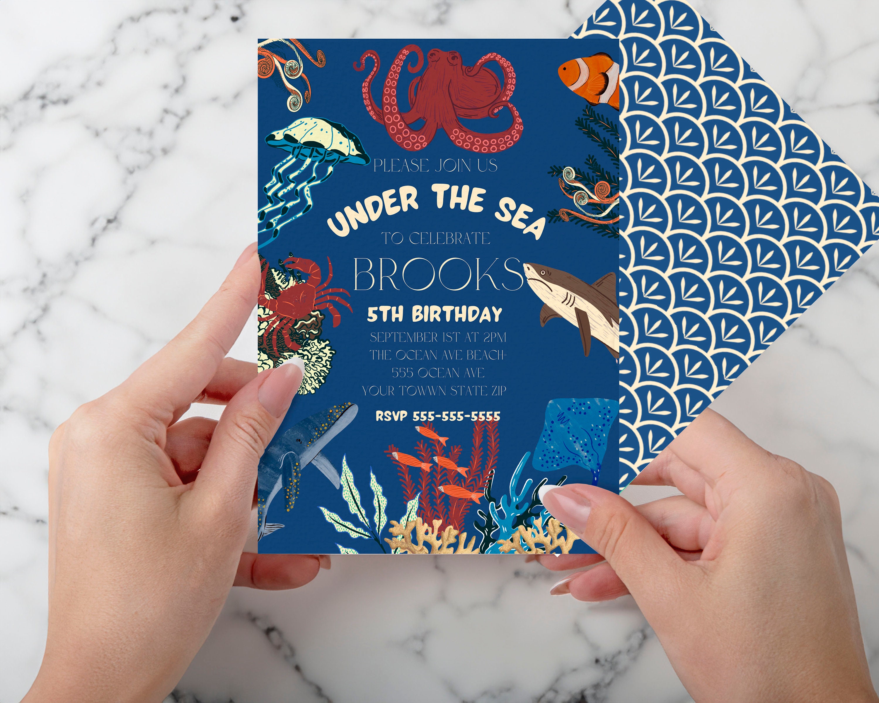 Editable-under the Sea Animals Invite Party Ocean Nautical Birthday ...