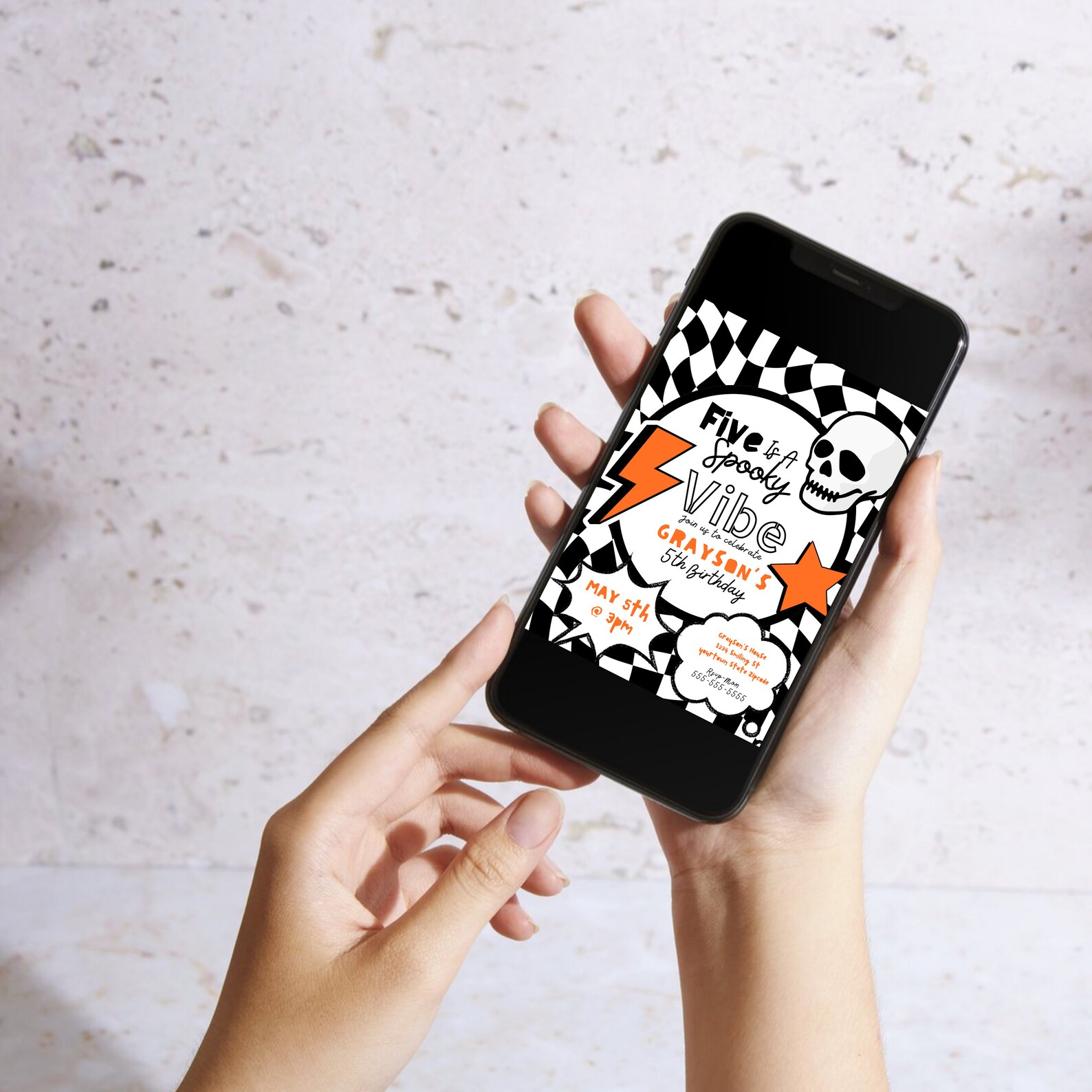 Editable Five a Vibe Spooky Dude Invite Cool 5th Birthday Party 90s ...