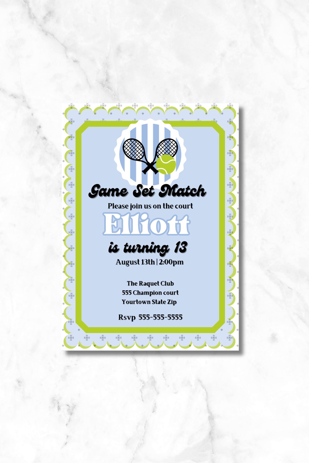 Tennis Lovers Printable Tennis Invitation Tennis Birthday Invite Tennis ...
