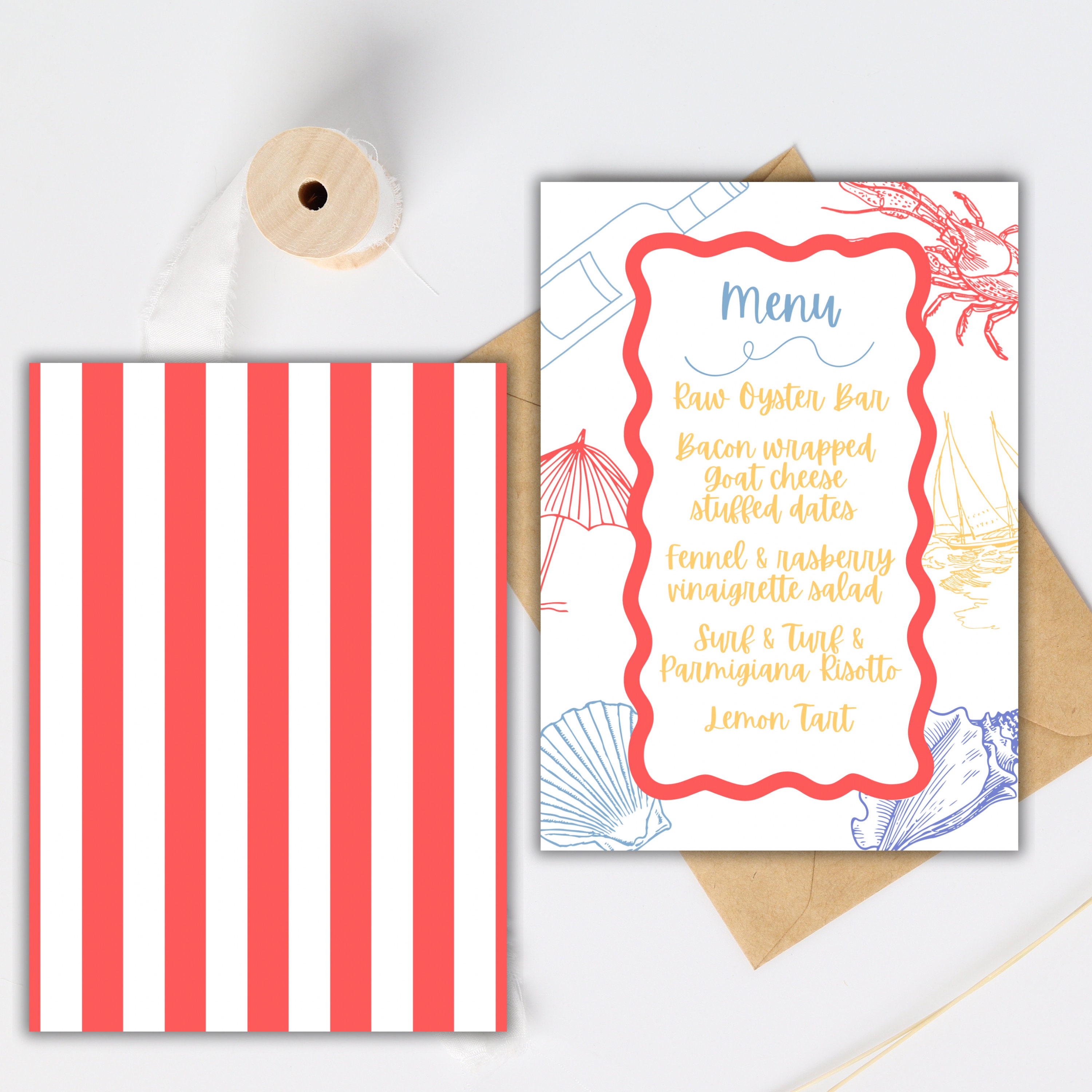 Editable-seafood Dinner Menu Dinner Party Ocean Beach Birthday Beach ...