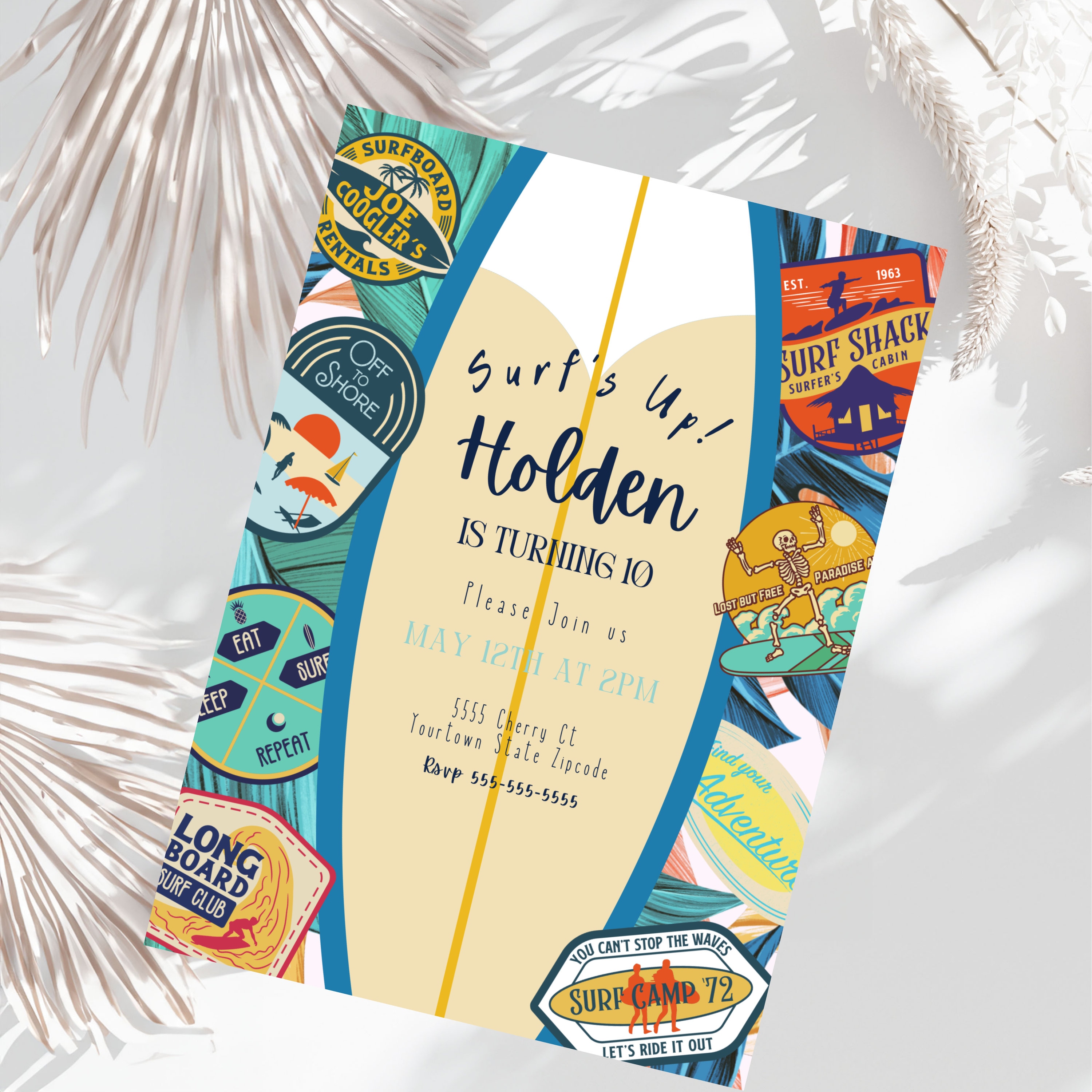 Editable-hang 10 Invite-hawaiian Invitation-hang Loose Ocean Invitation ...