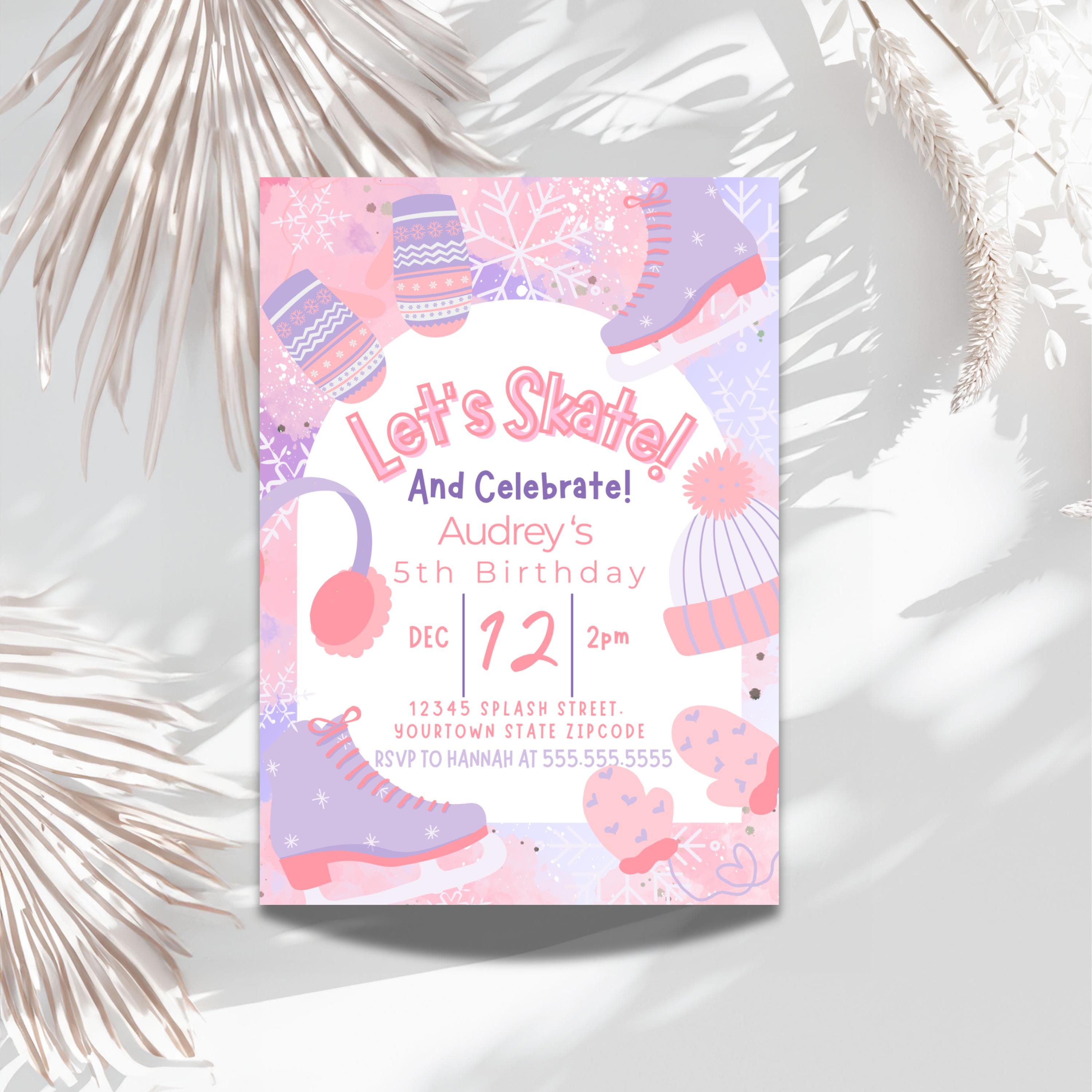 Editable Iceskating Invite, Skate on Over, Ice Queen Party , Figure ...