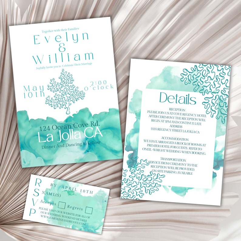 Editable Destination Wedding Invite, Sea Wedding Invitation, Beach ...