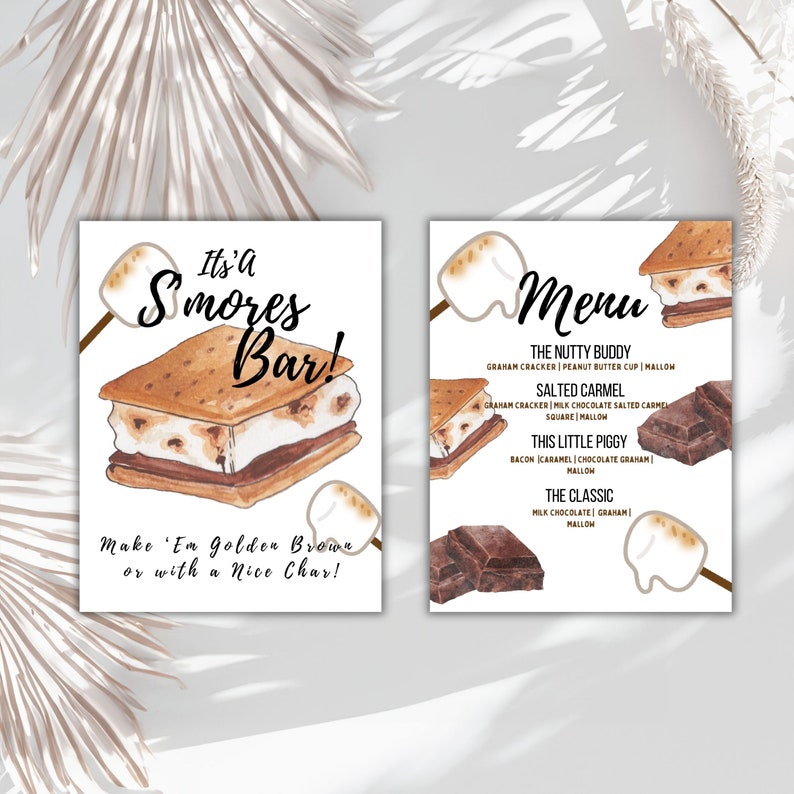 Editable Smores Bar Smores Sign Menu Wedding Smore Love S More Bar ...