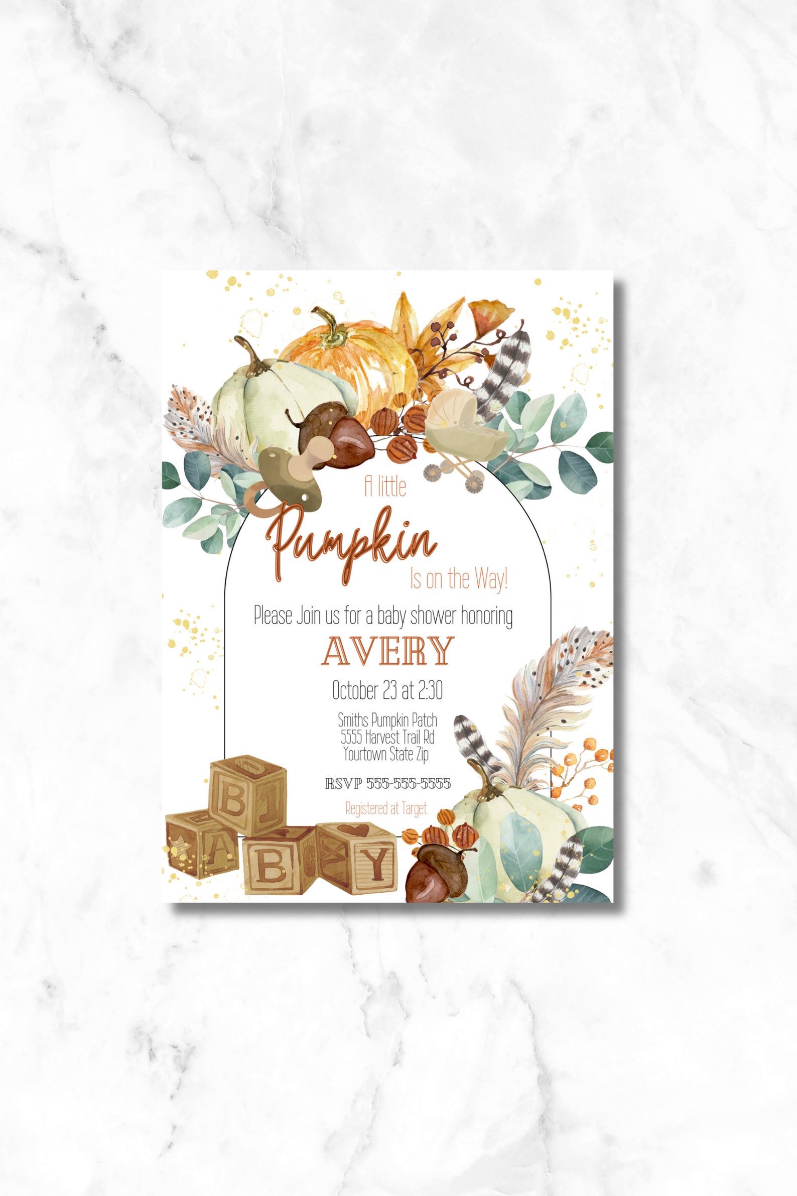Editable Fall Baby Shower Invitation boho Fall Baby Shower Pumpkin Baby ...