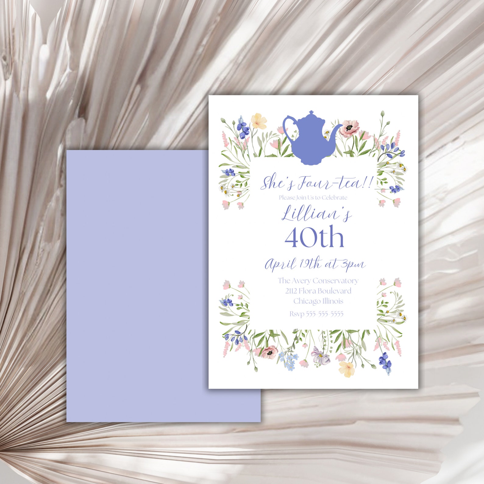Digital Four-tea 40th Birthday Tea Party Invitation Mad Hatter Party ...