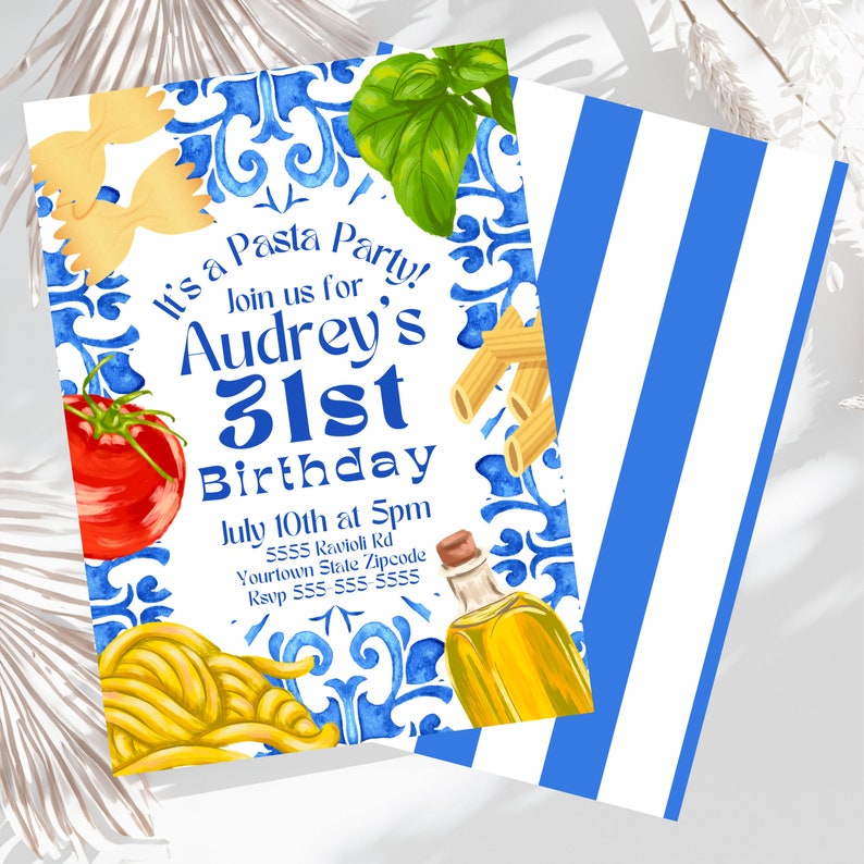 Editable- Italian Dinner Party Invite , Menu , Pasta Birthday Thats ...