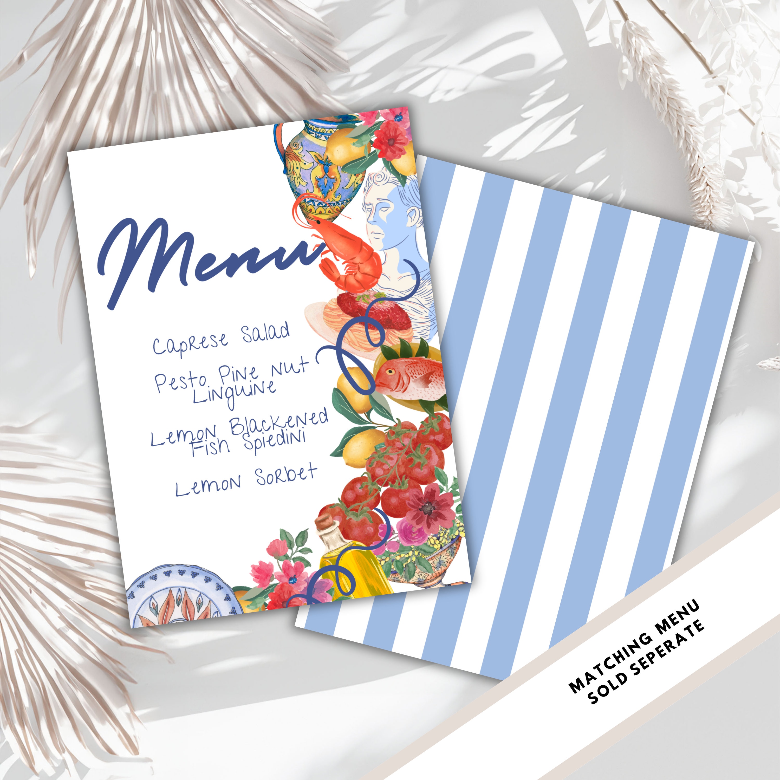 Editable- Italian Dinner Party Invite Italy Mediterranean Illustrated ...