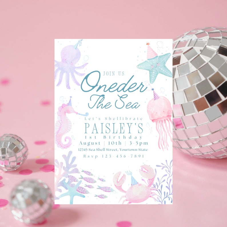 Editable-under the Sea Animals Invite Party Ocean Nautical Birthday ...