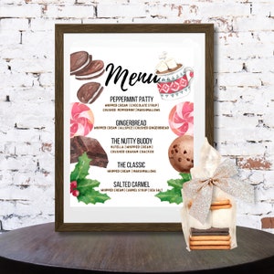 Hot Cocoa Bar Toppings Menu Chocolate Sign Christmas Party Cocoa Bar ...