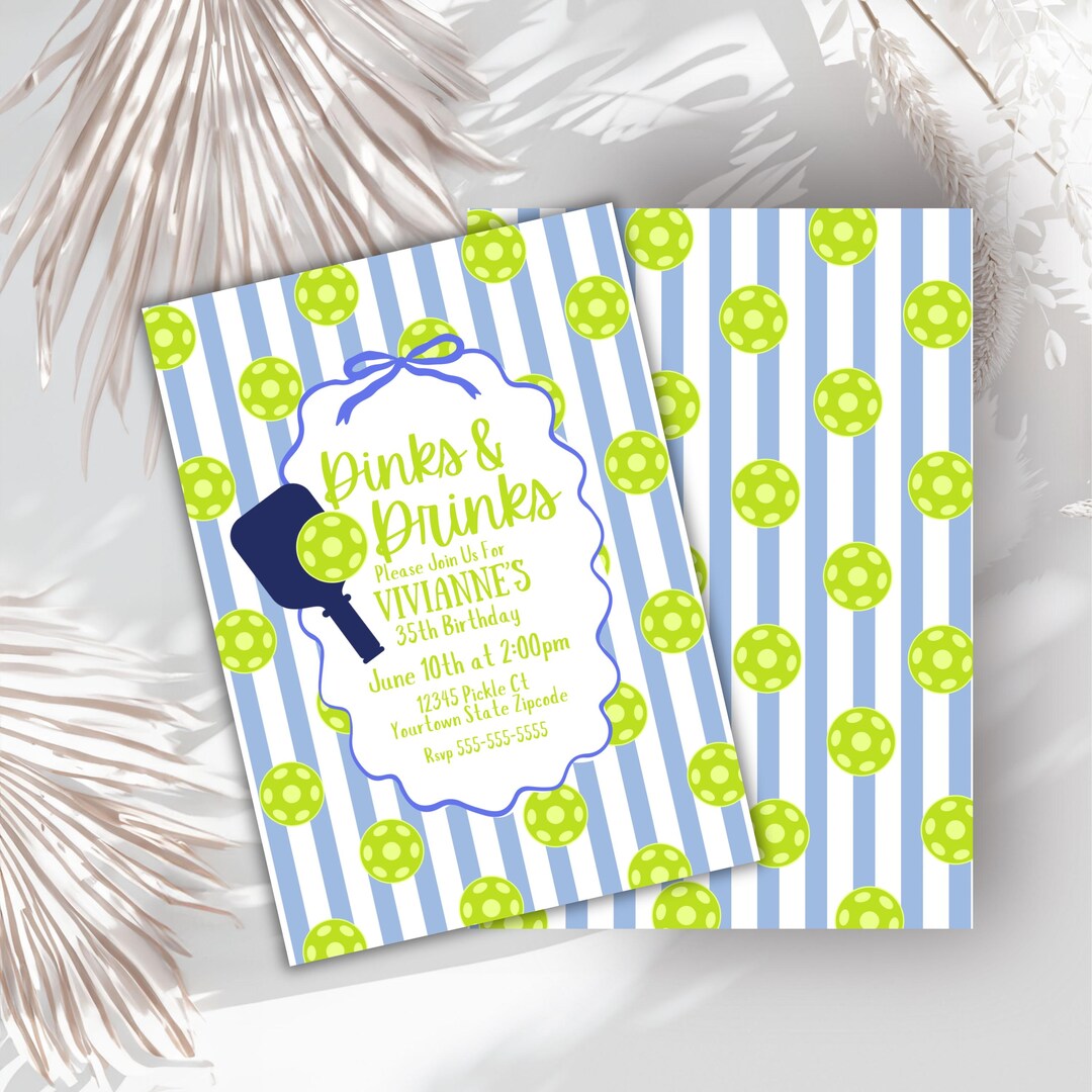 Pickleball Party Invitations Bow Preppy Pickleball Invitation Dinks and ...