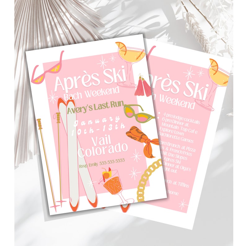Editable- Apres Ski Bachelorette Aspen Vail Invitation Set, Ski Lodge ...