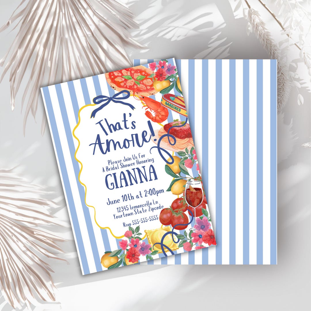 Italian Bridal Shower Invitation – Pasta Party, That's Amore (digital ...