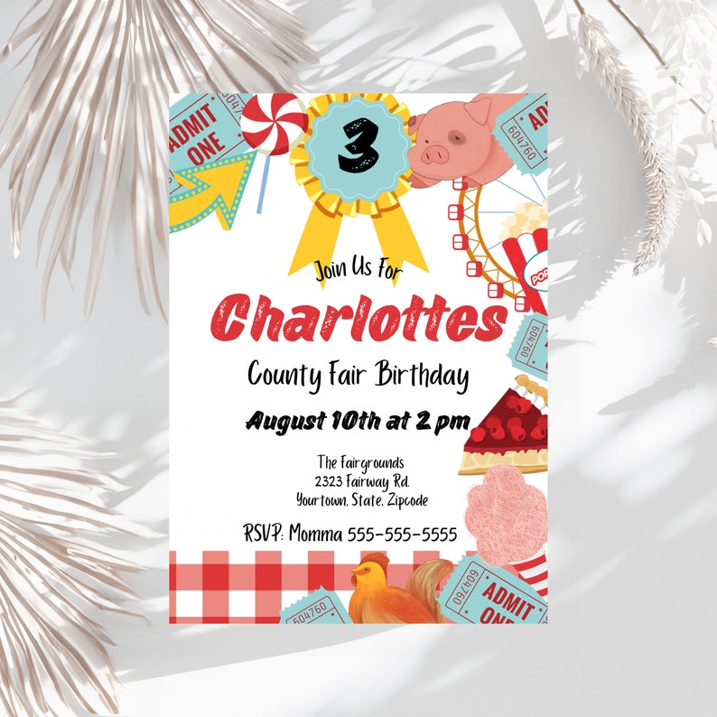 County Fair Party -editable Invitation -ticket Invitation -fair ...