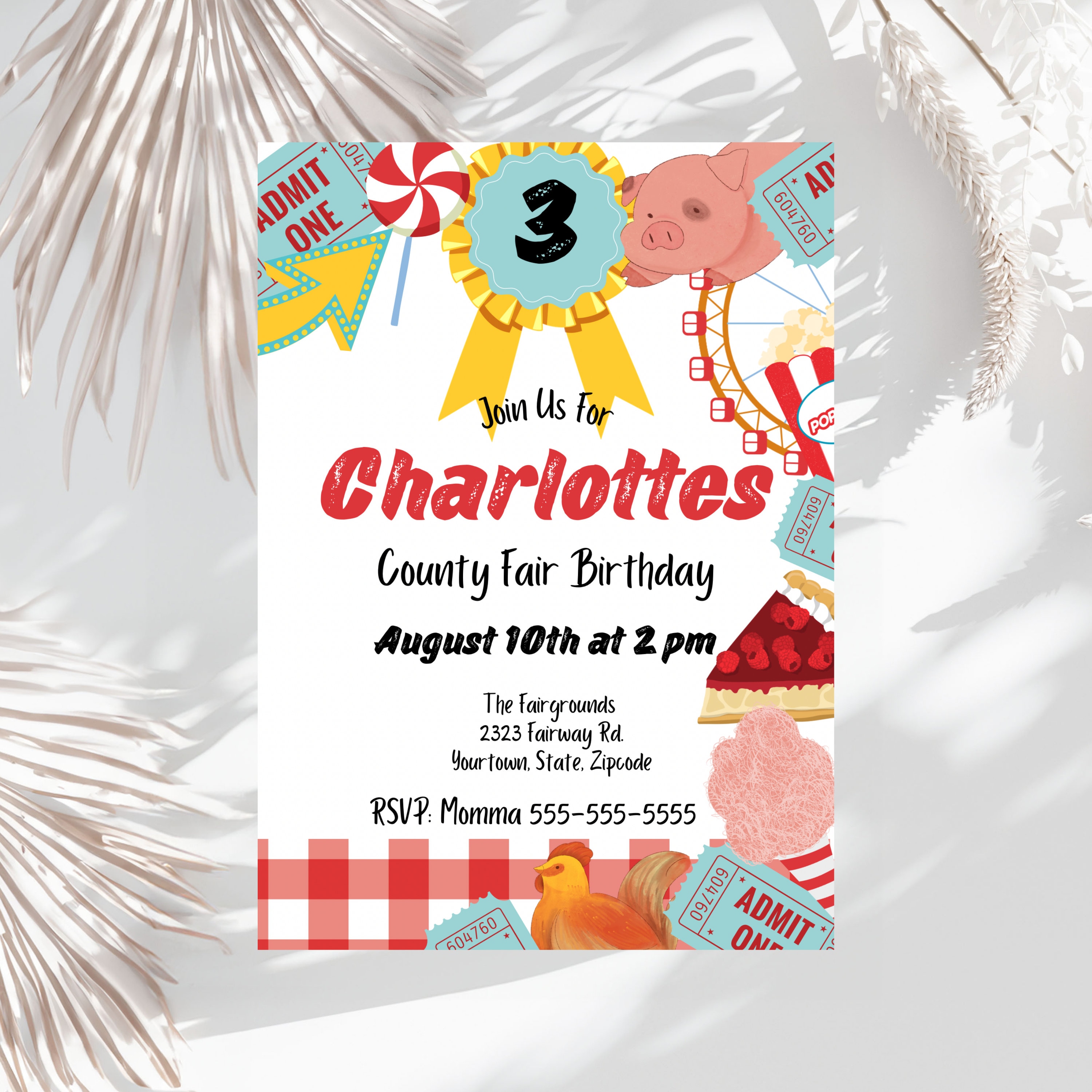 County Fair Party -editable Invitation -ticket Invitation -fair ...