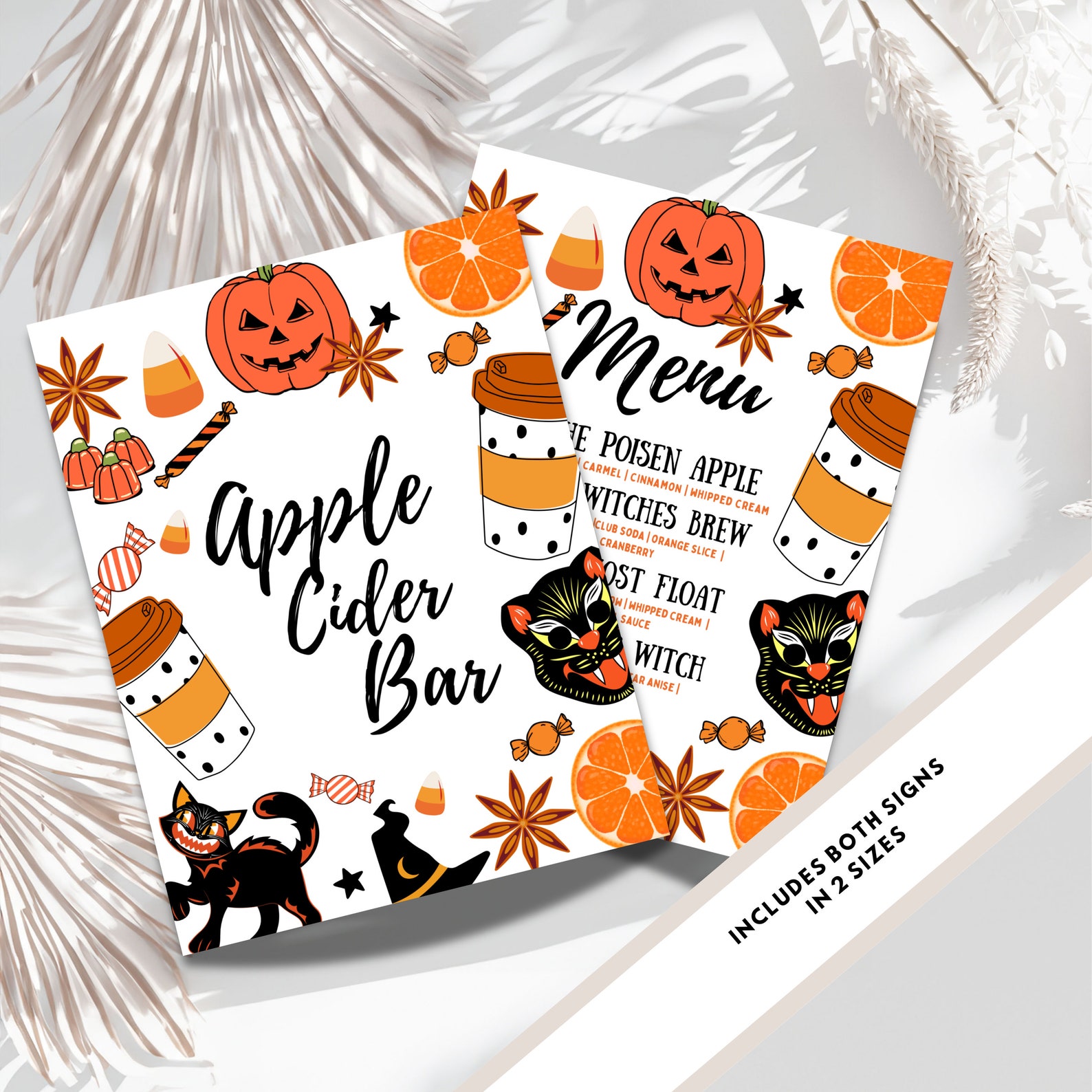 Editable Apple Cider Station Halloween Sign Menu Trick or Treat Hot ...
