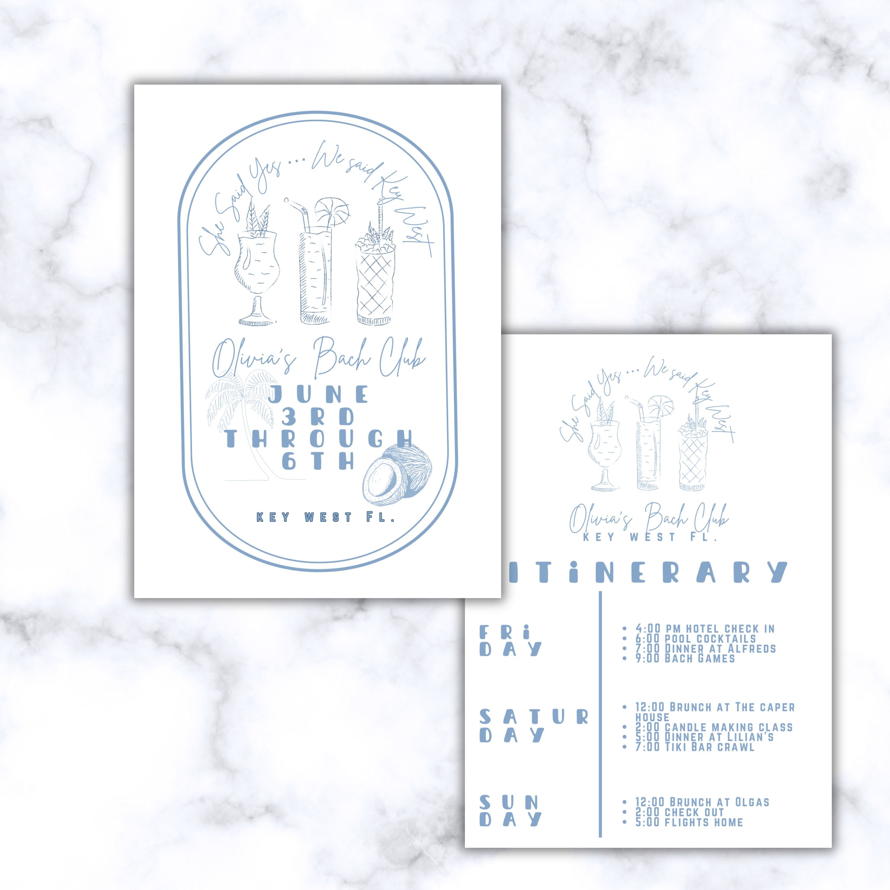 Editable Key West Bachelorette Tropical Invitation Set, Bach Club ...
