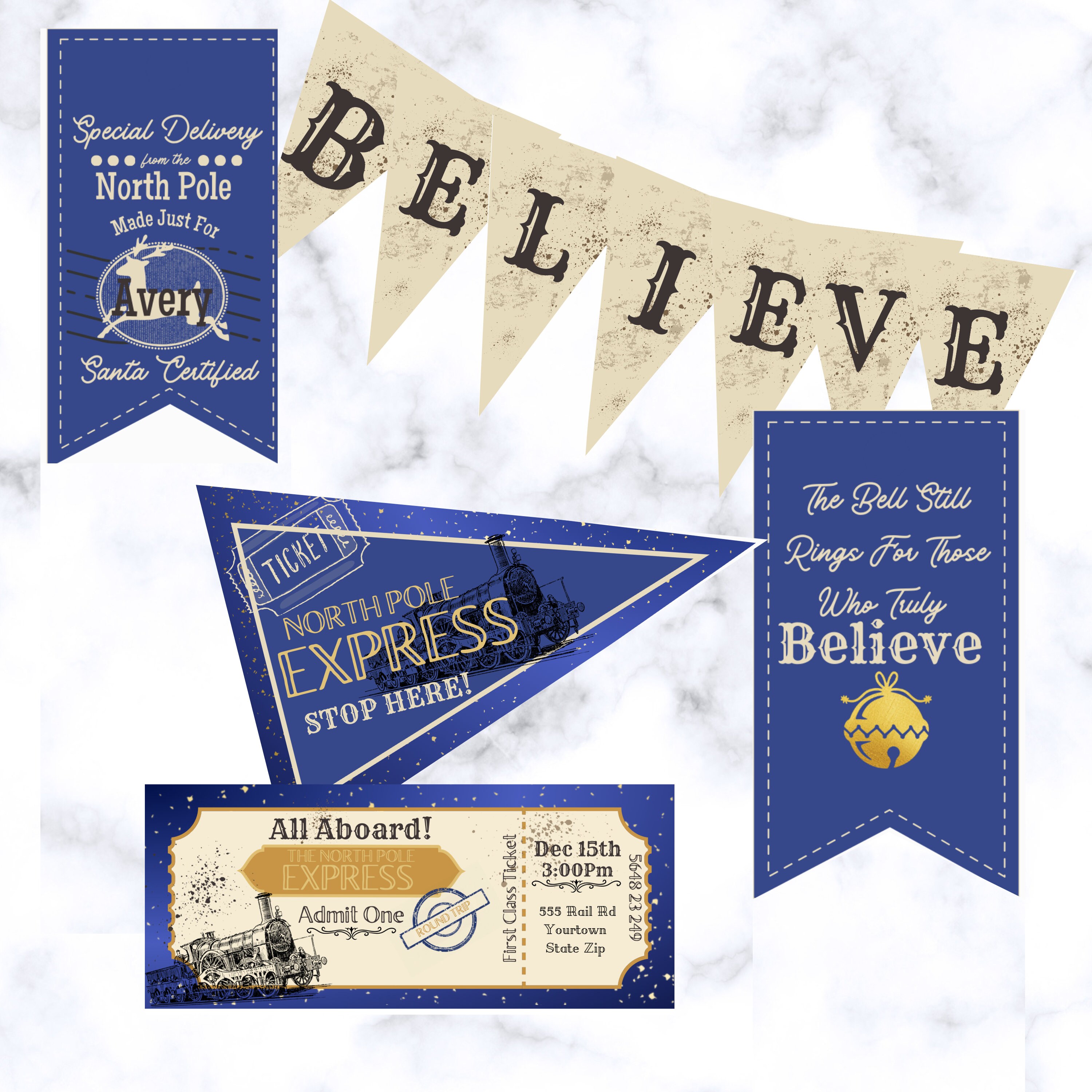 Editable Northpole Express Train Party Printable Magic Santa Polar ...