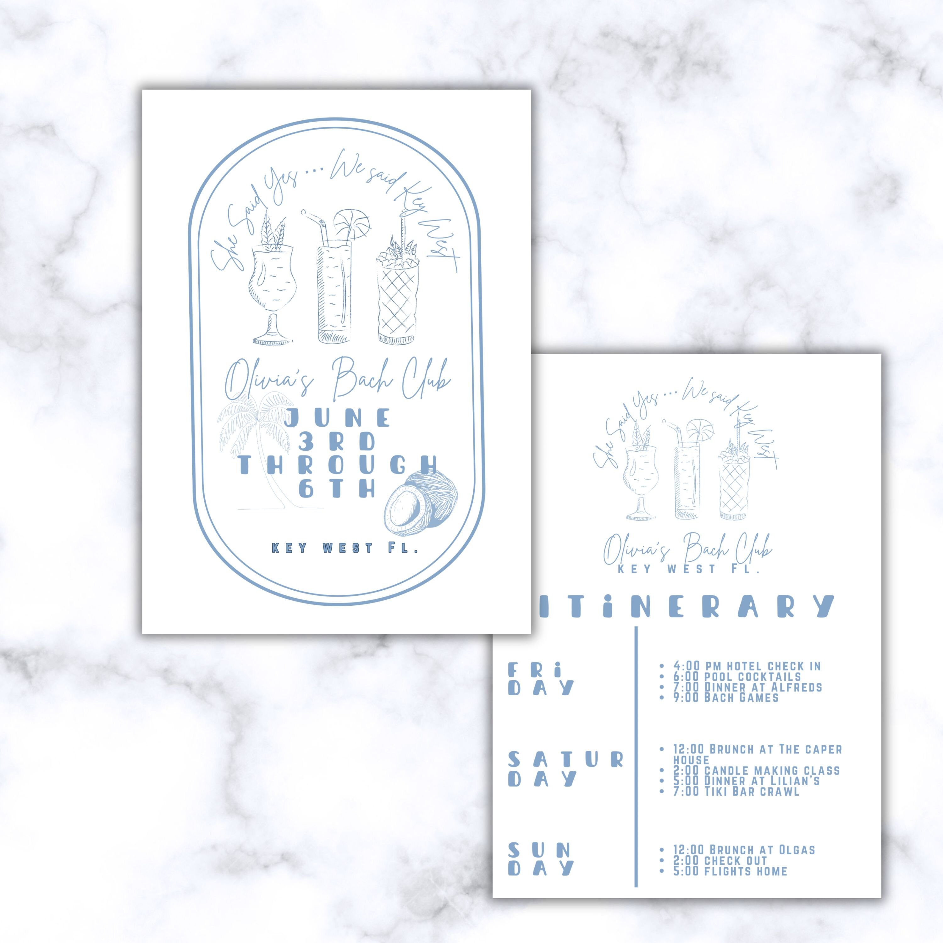 Editable Key West Bachelorette Tropical Invitation Set, Bach Club ...