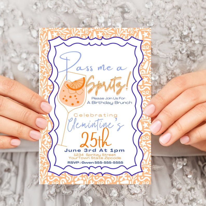 Editable- Summer Spritz Invitation Doodle Hand Drawn Feeling Spritzy ...