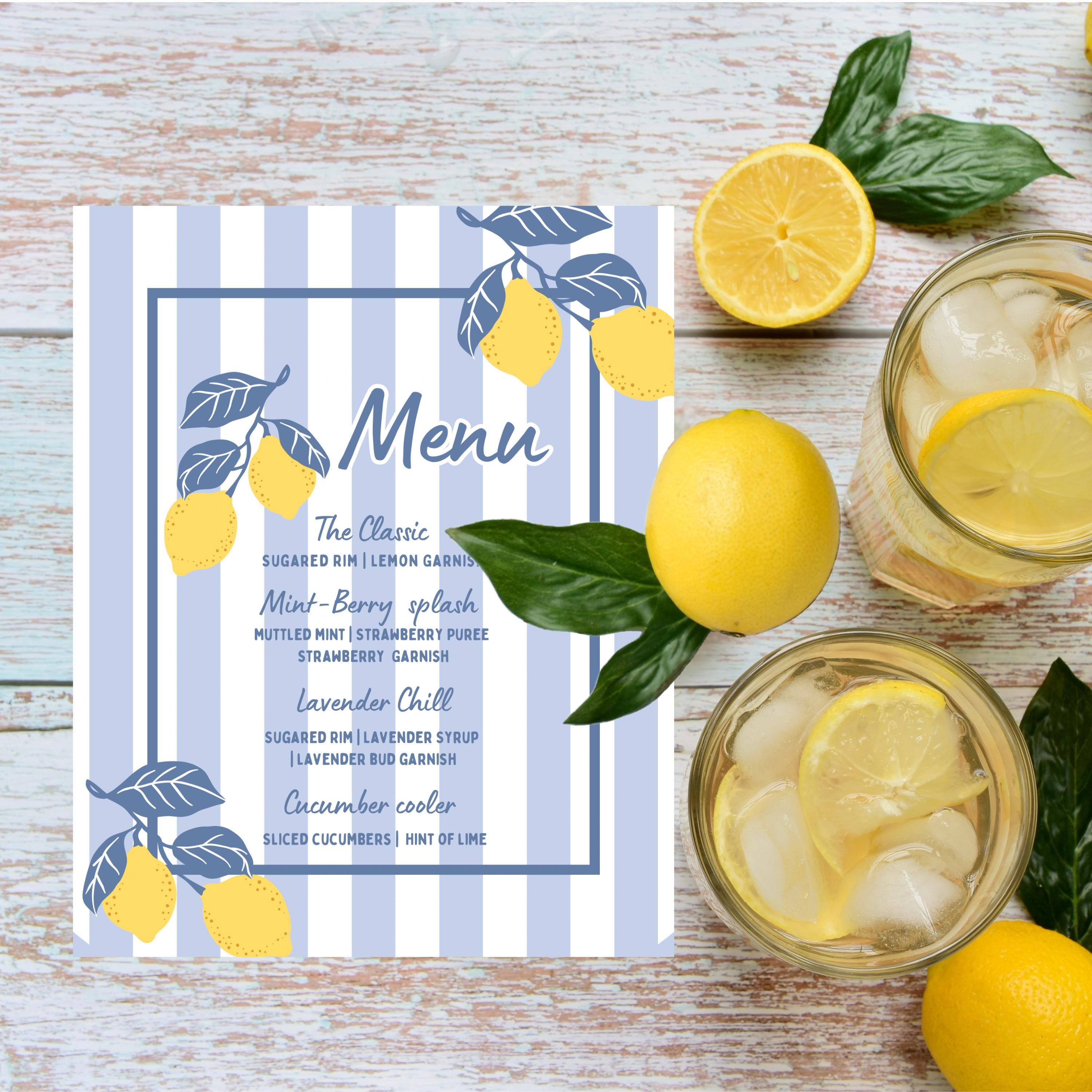 Editable Lemonade Stand Sign Menu Wedding Shower Lemonade Bar Favor ...