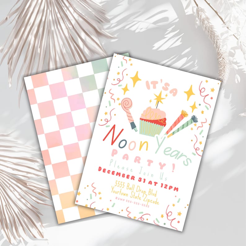 Editable Noon Years Kids Invite Party New Year’s Eve Digital Invitation ...