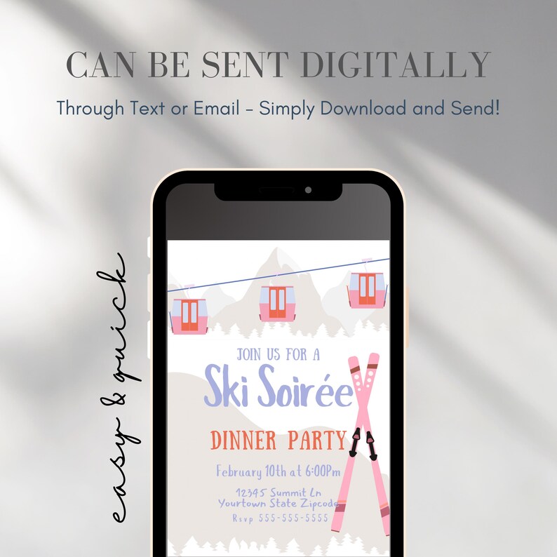 Editable Apres Ski Party Birthday Invite . Retro Ski Party, Cabin Party ...