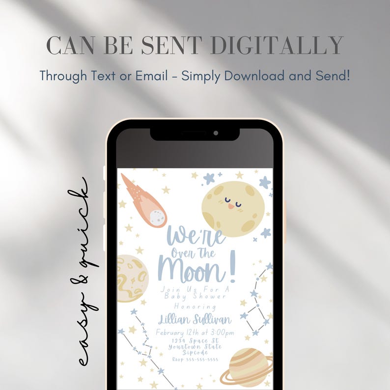 Celestial Moon Baby Shower Invitation, Editable Template (digital ...