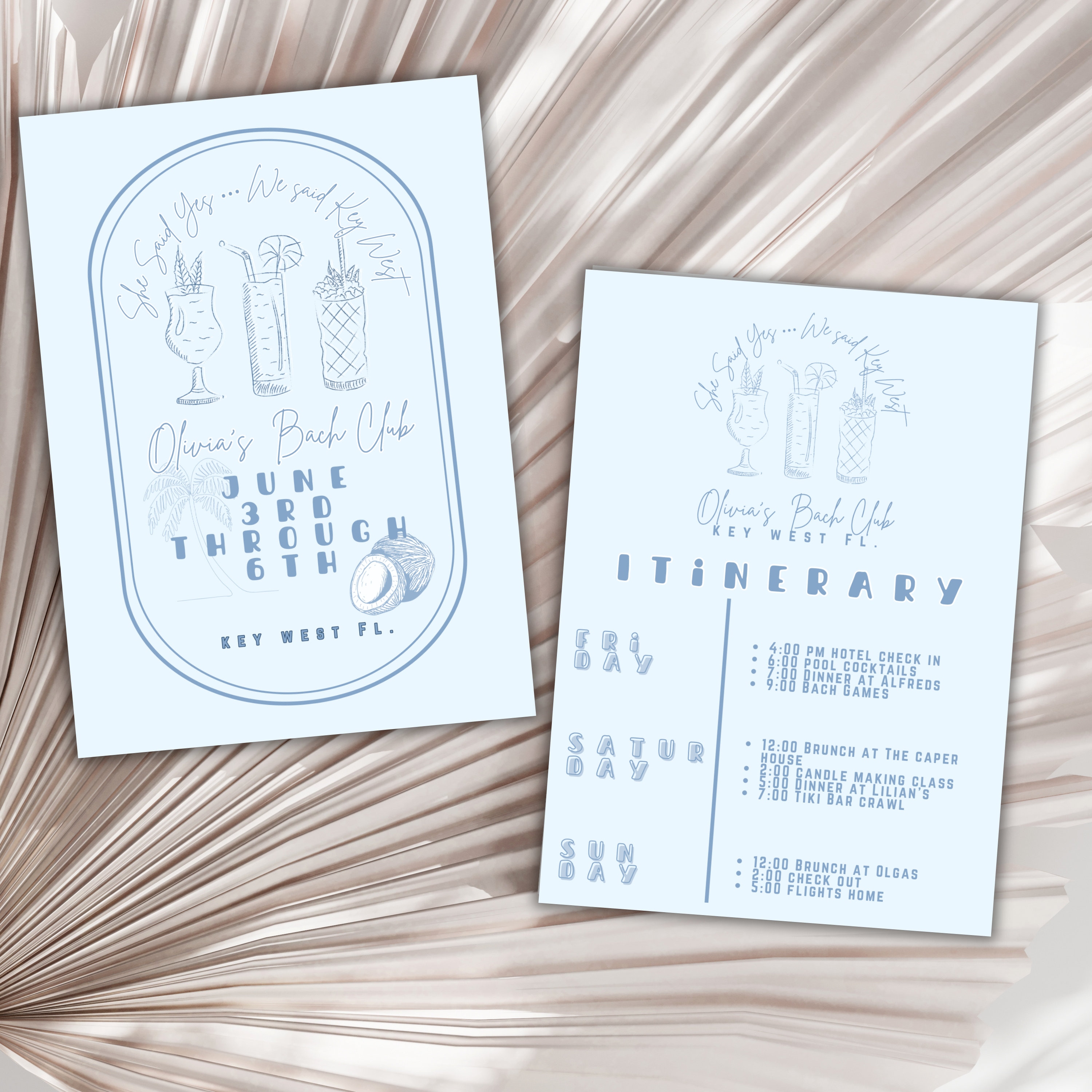 Editable Key West Bachelorette Tropical Invitation Set, Bach Club ...