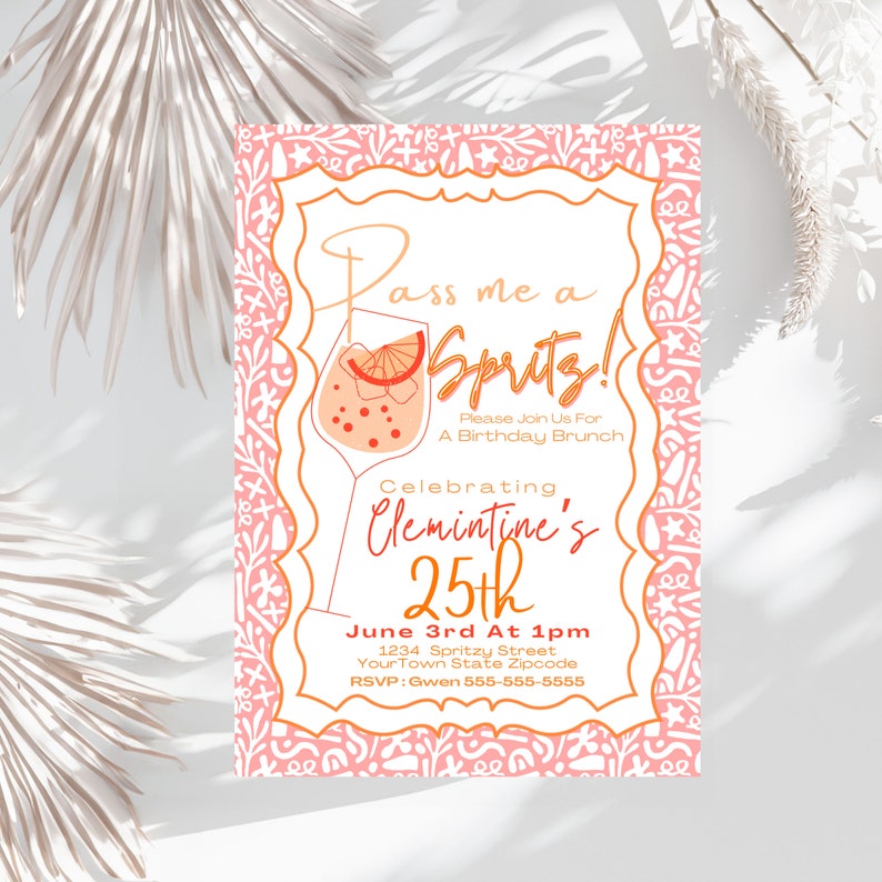 Editable- Summer Spritz Invitation Doodle Hand Drawn Feeling Spritzy ...