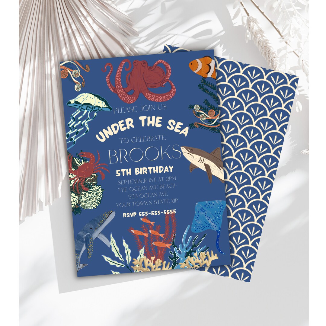 Editable-under the Sea Animals Invite Party Ocean Nautical Birthday ...