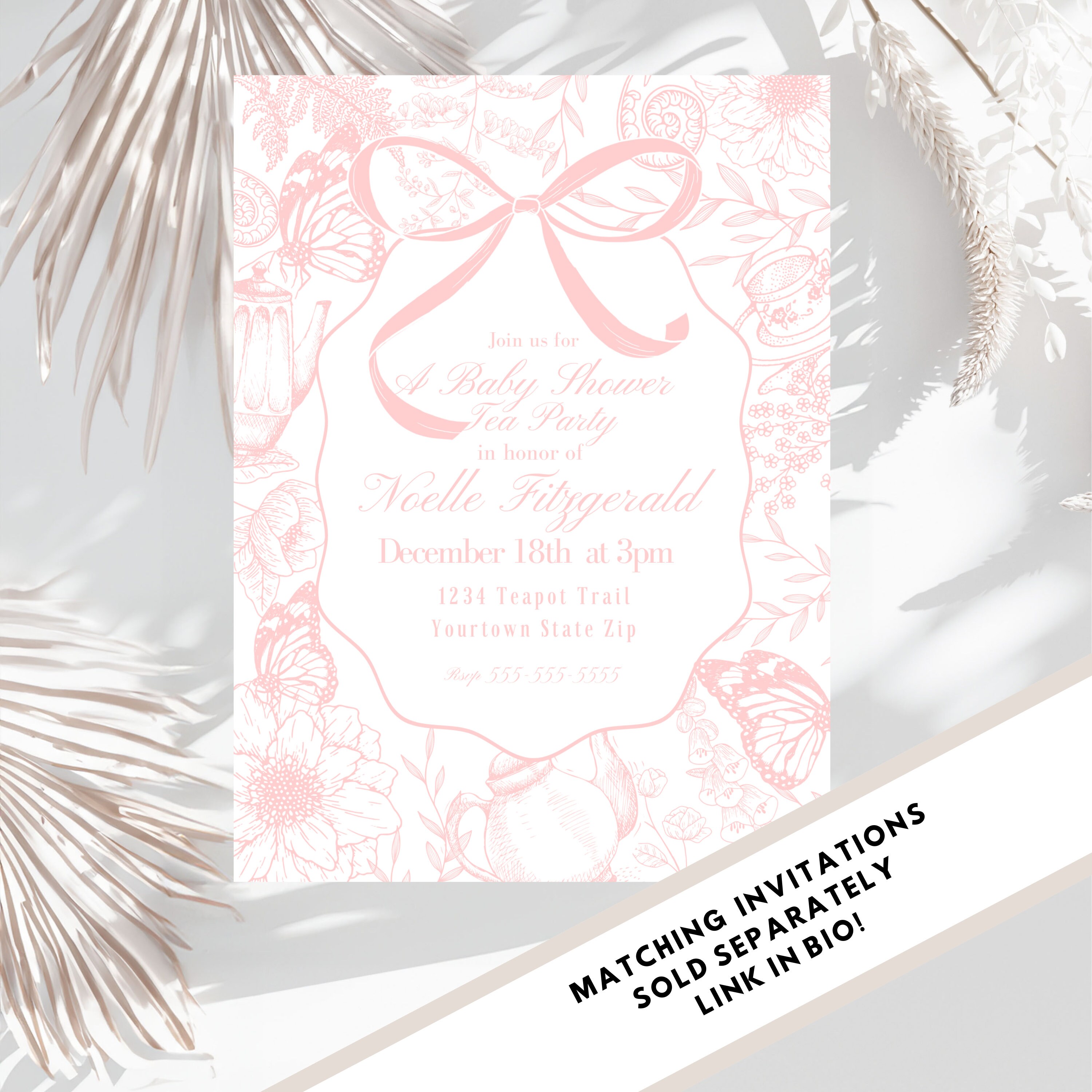 Editable Tea Party Baby Shower Sticker Round Label , 2inch Sticker Favor, Tag Gift Thank You Tea ...