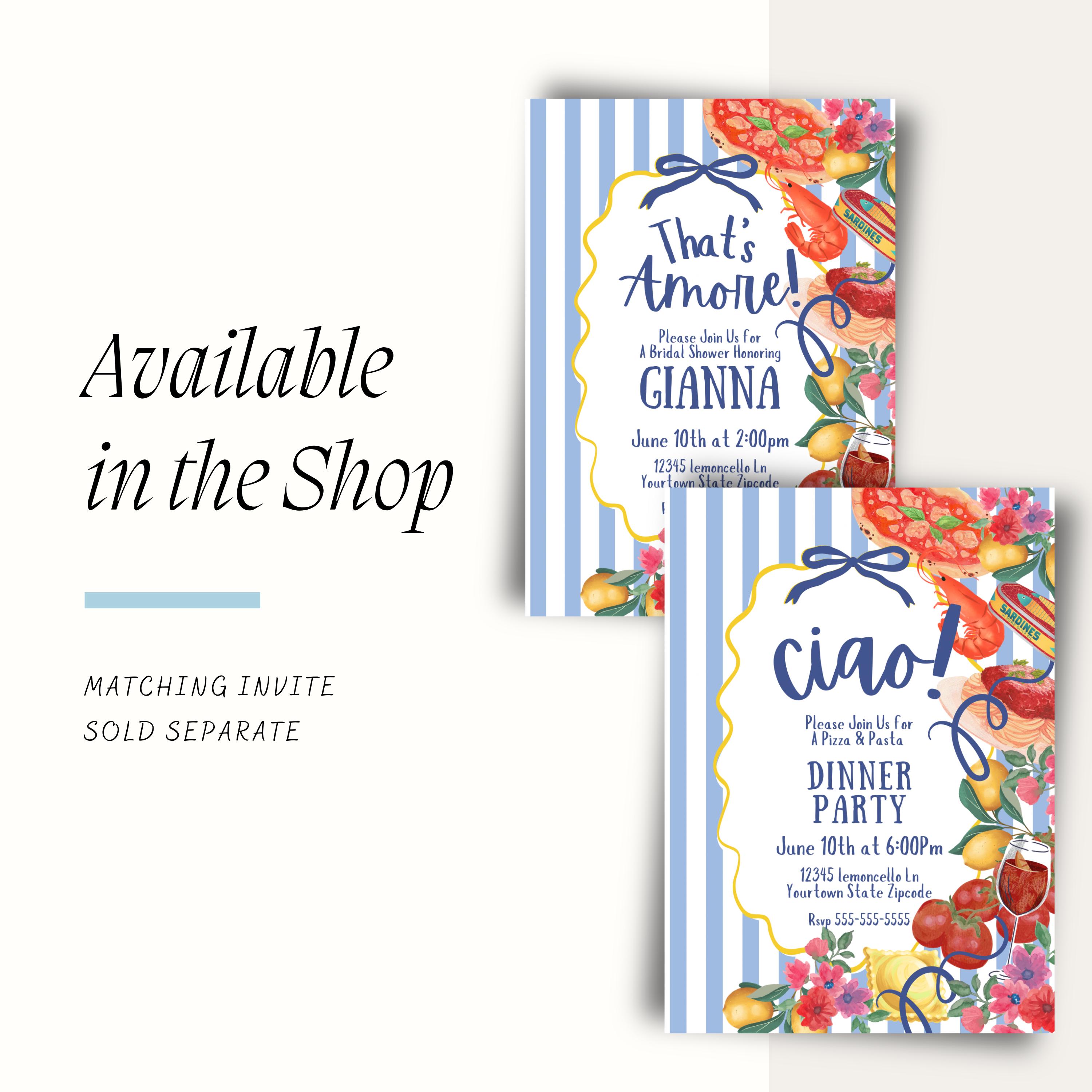 Italian Bridal Shower Invitation – Pasta Party, That's Amore (digital ...
