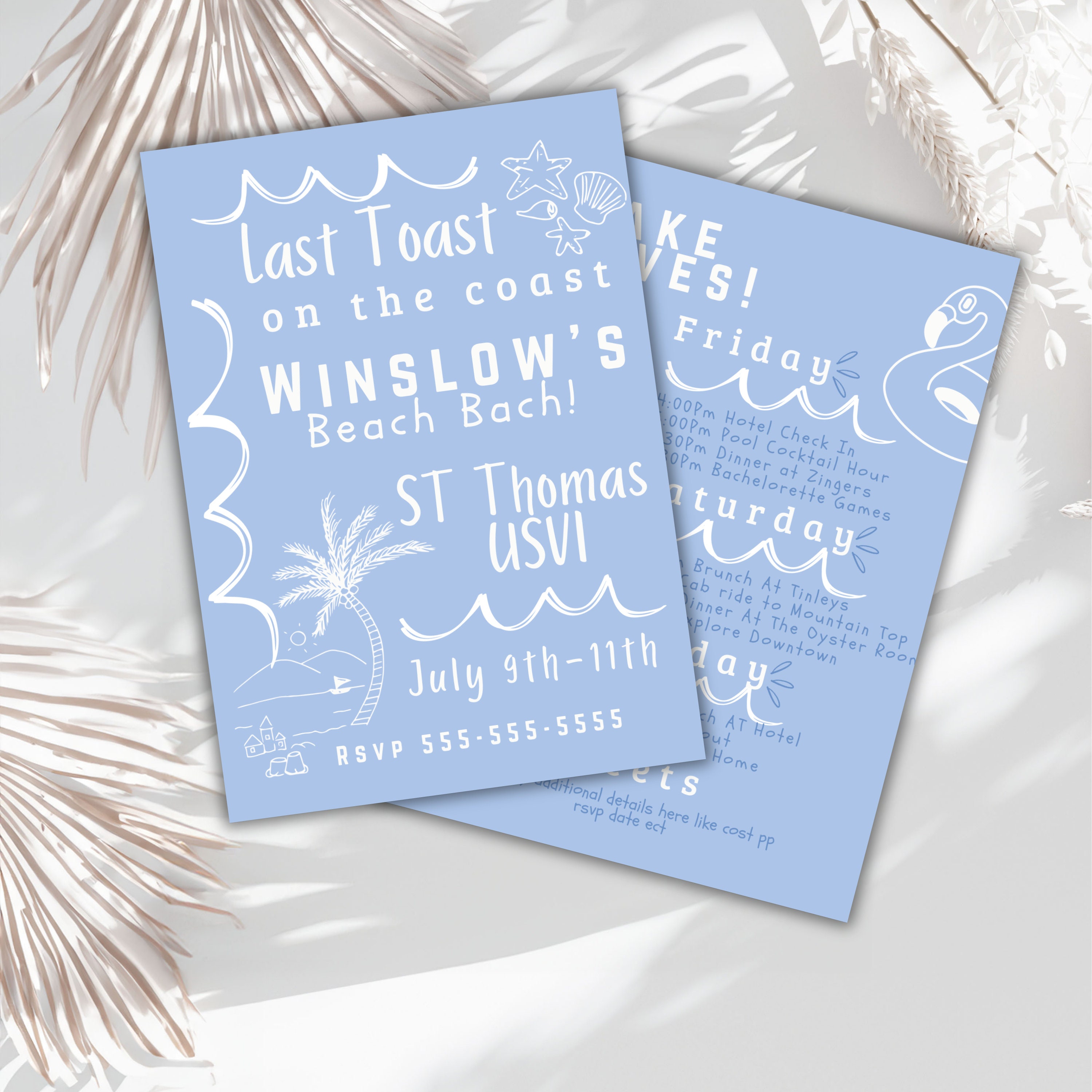 Editable- Last Toast on the Coast Bachelorette Invitation Coastal ...
