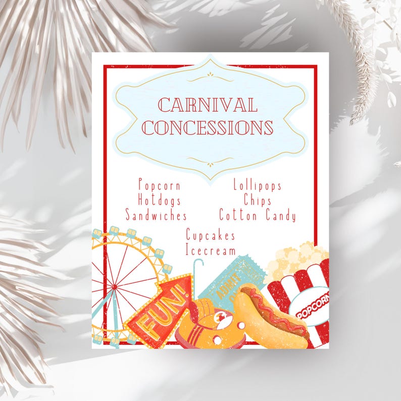 Editable Carnival Welcome Sign Carnival Theme Birthday Decor the ...