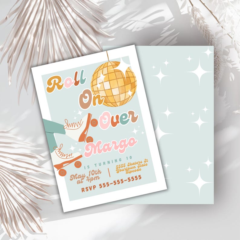 Editable Roller Skate Birthday Party, Roller Skate Let’s Roll ...