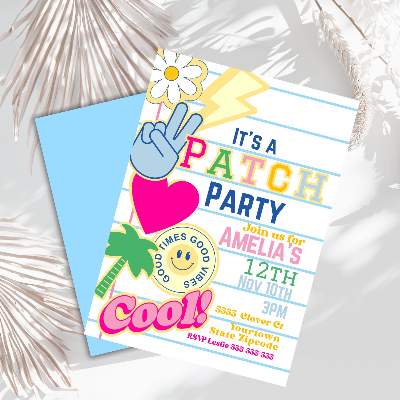 Editable Patch Party 90s Party Invitation Patches Themed Printable ...