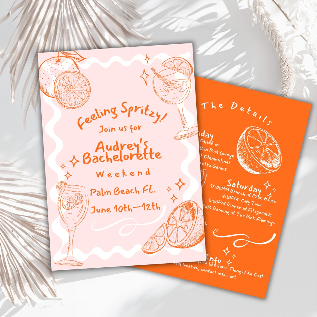 Editable- Summer Spritz Invitation Doodle Hand Drawn Feeling Spritzy ...