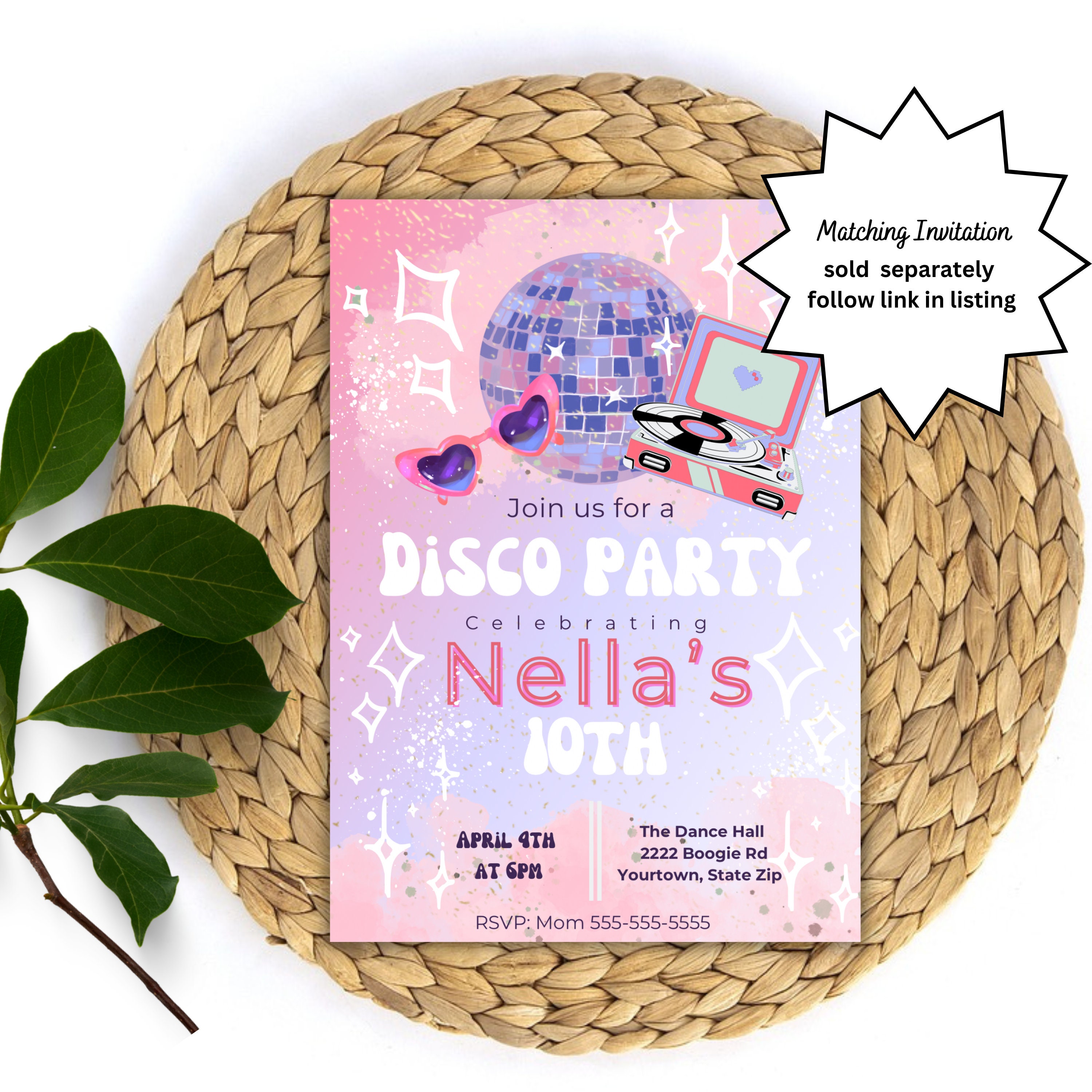 Editable Invite Disco Ball Party Set ,disco Party Supplies Dance Decor ...