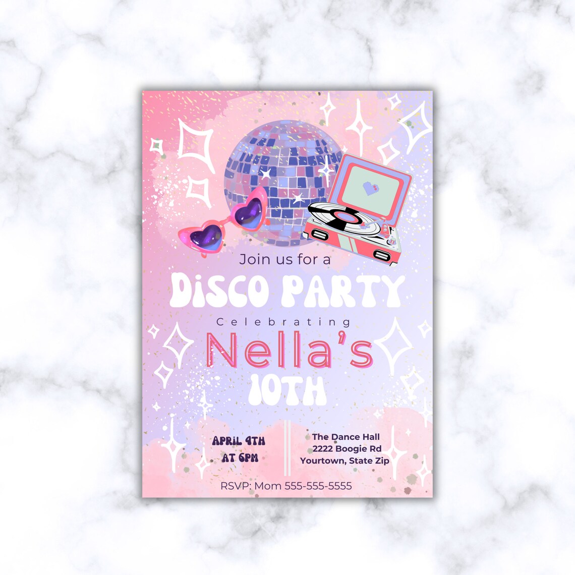 Editable Invite Disco Ball Invitation, Disco Party Dance Party Invite ...