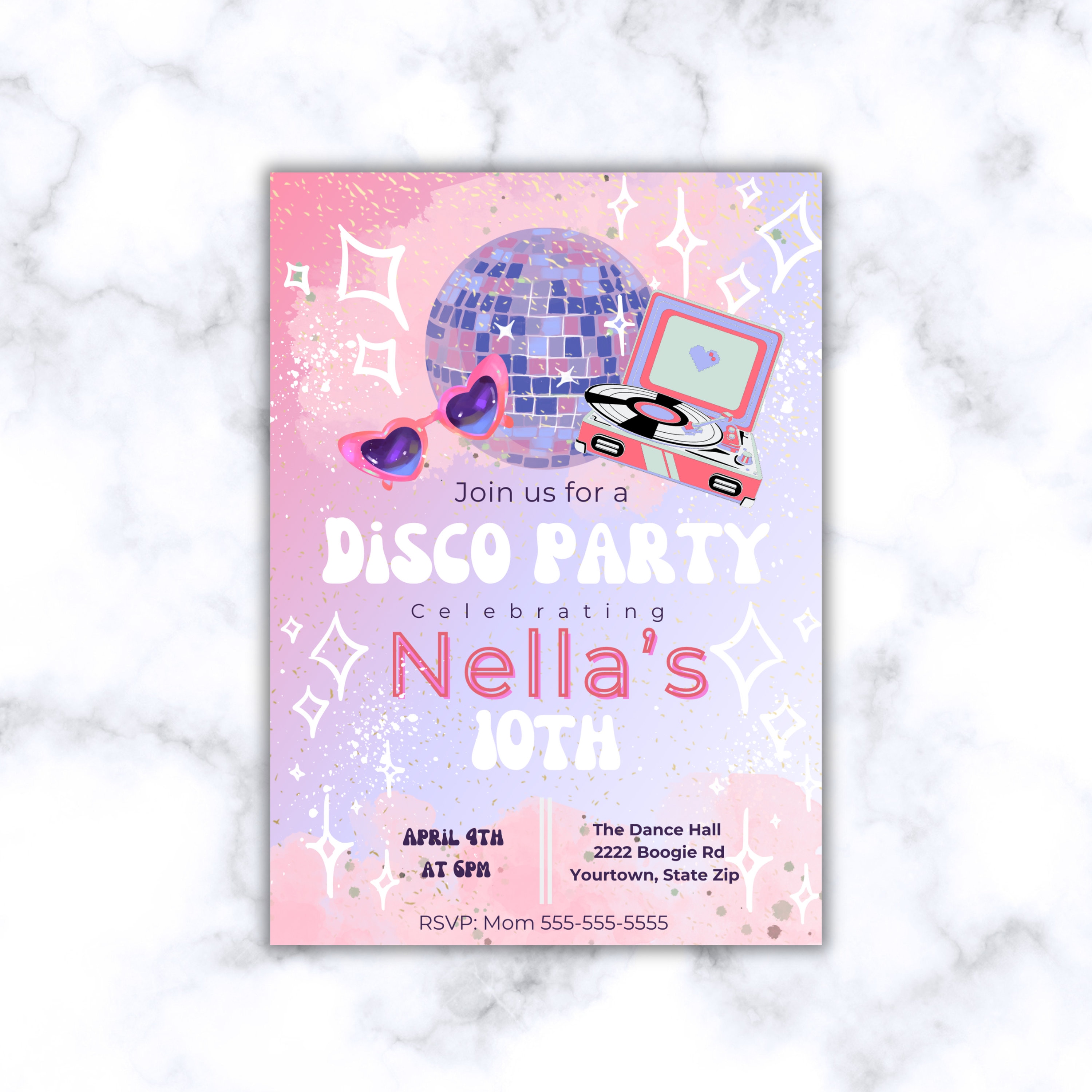 Editable Invite Disco Ball Invitation, Disco Party Dance Party Invite ...
