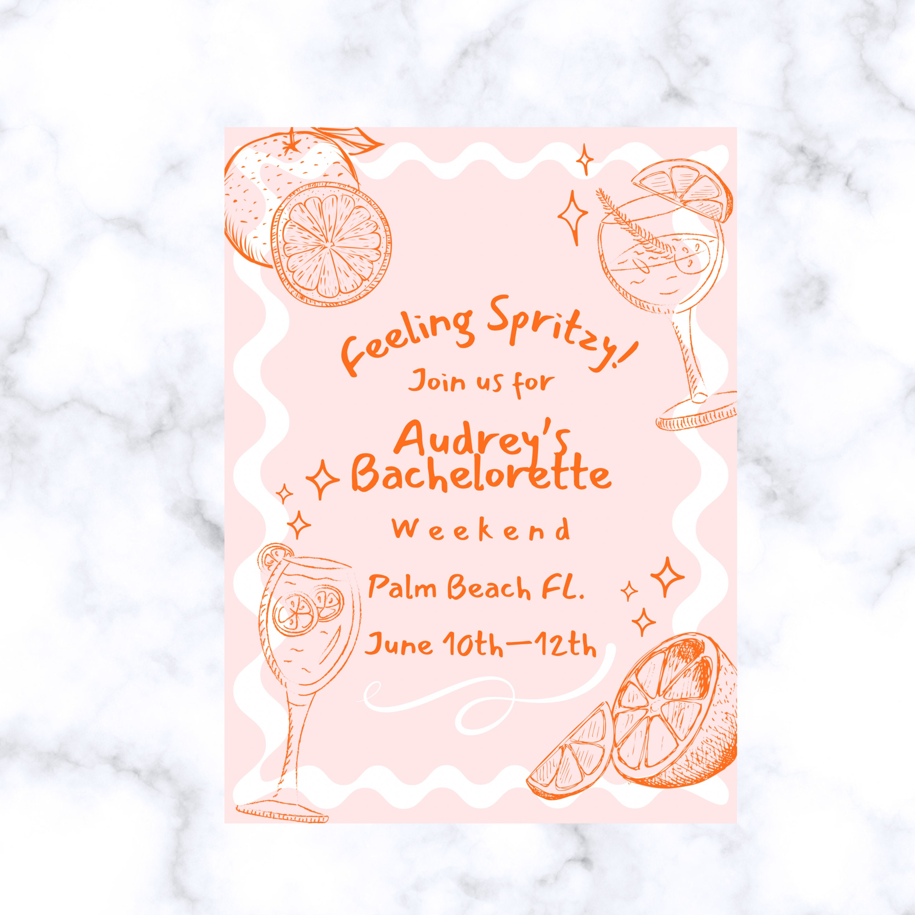Editable Aperol Spritz Invitation Doodle Hand Drawn Feeling Spritzy ...