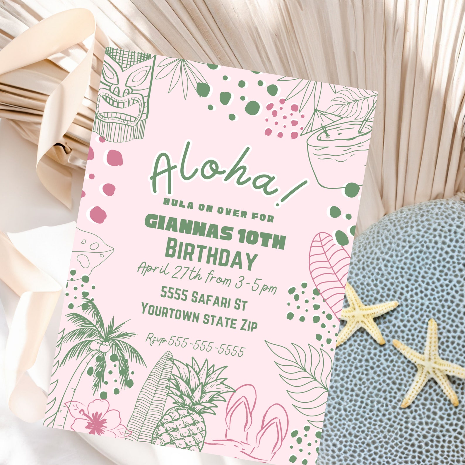 Editable Luau Party Invitation Tiki Party Hawaiian Themed Party the Big ...