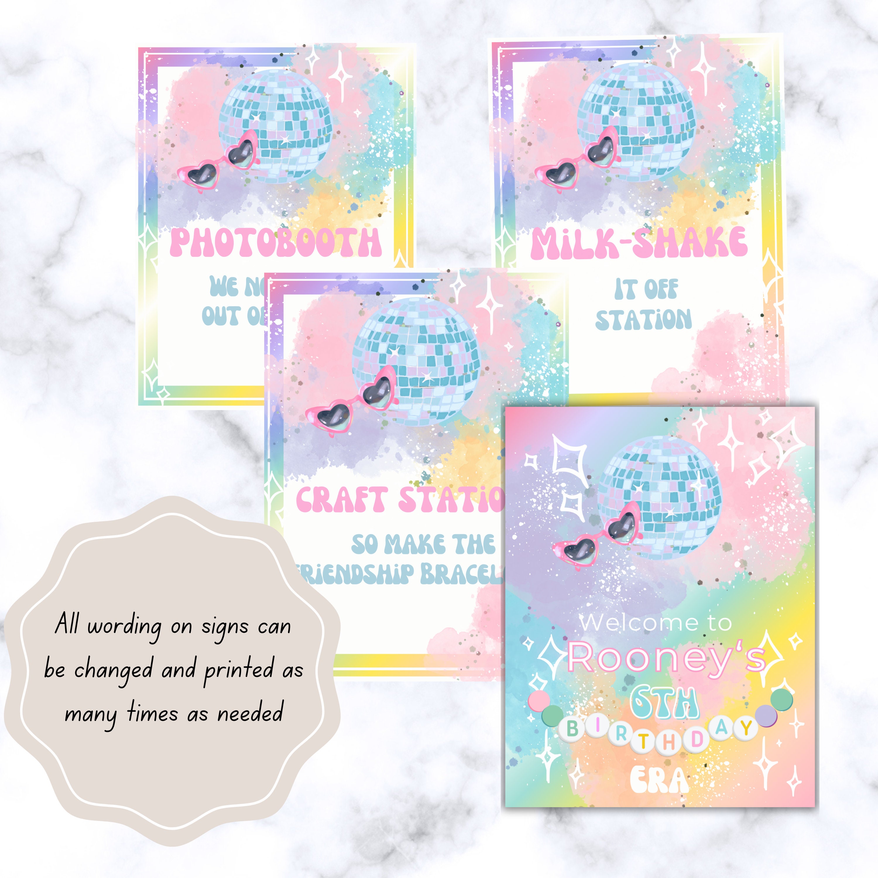 Editable Birthday Era Party Set , Disco Ball Party Decor Dance Party ...