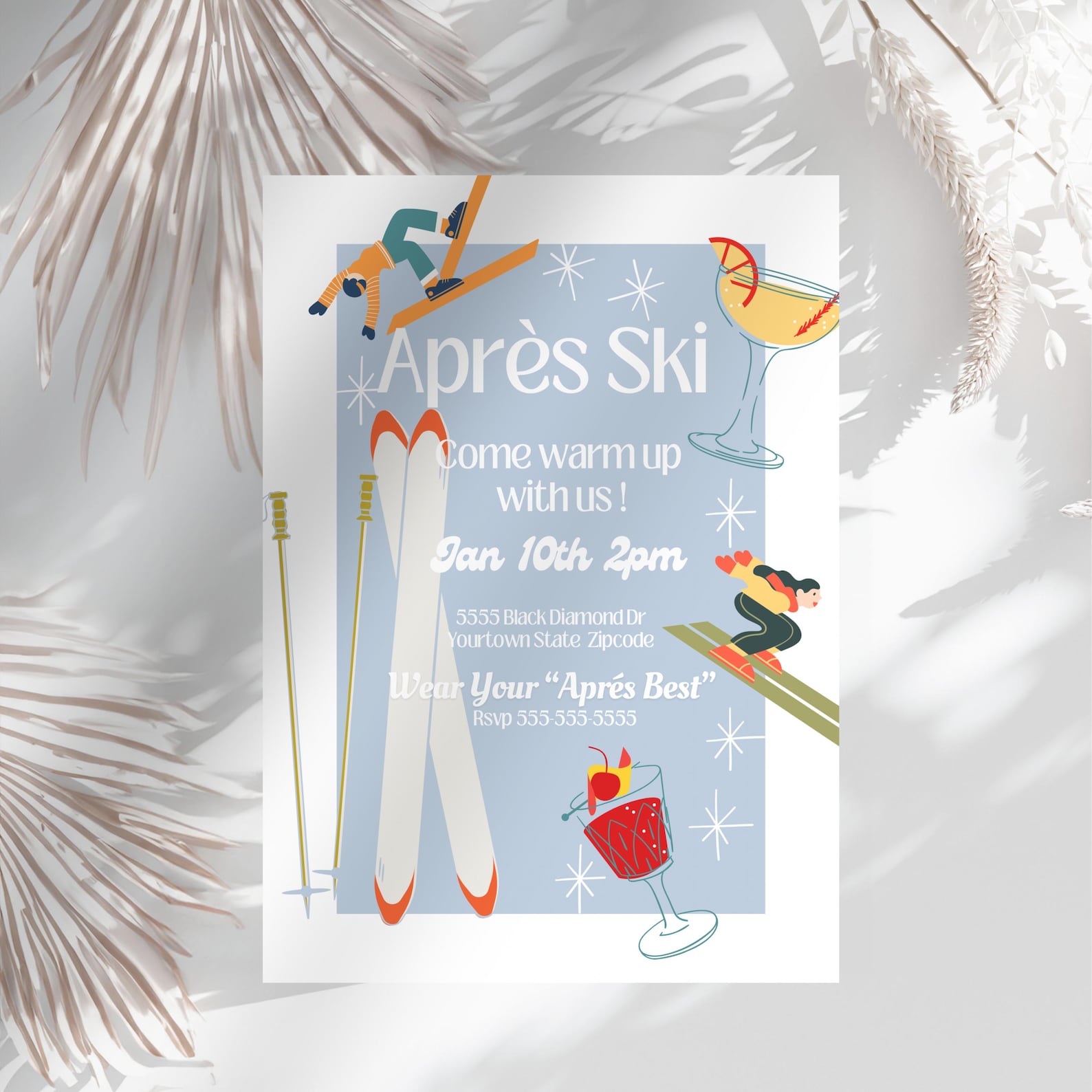 Retro Apres Ski Birthday Party Invitation Template (digital) - Etsy