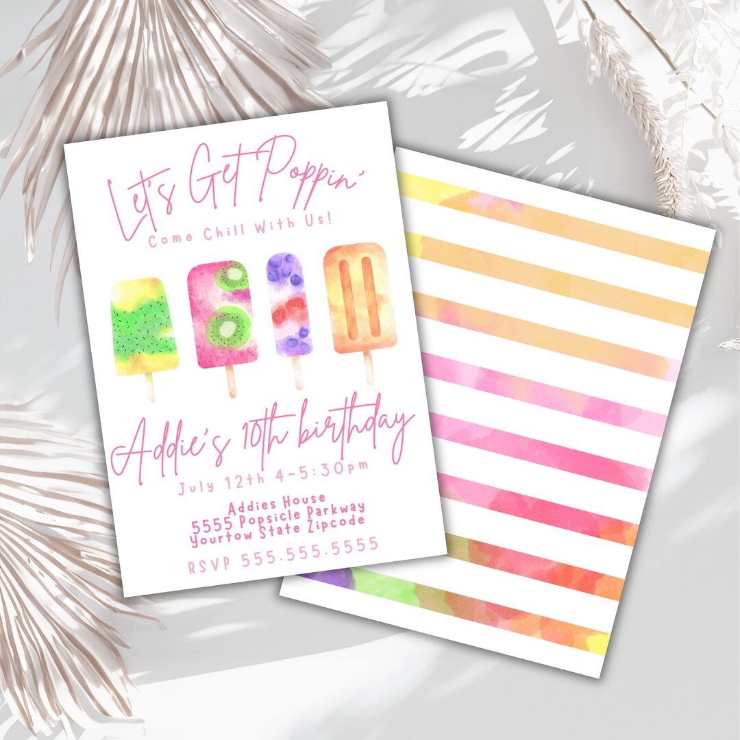 Editable Popsicle Party Invitation Retro Let’s Get Poppin, Poppin Party ...