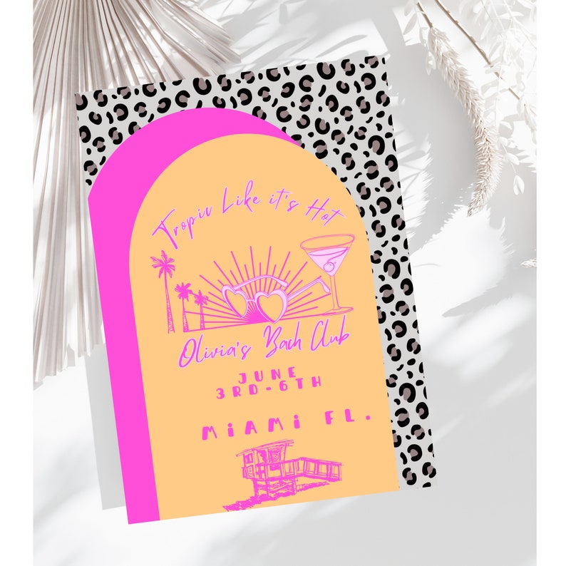 Miami Bachelorette Invitation – Tropical Itinerary, Beach Hen Party ...