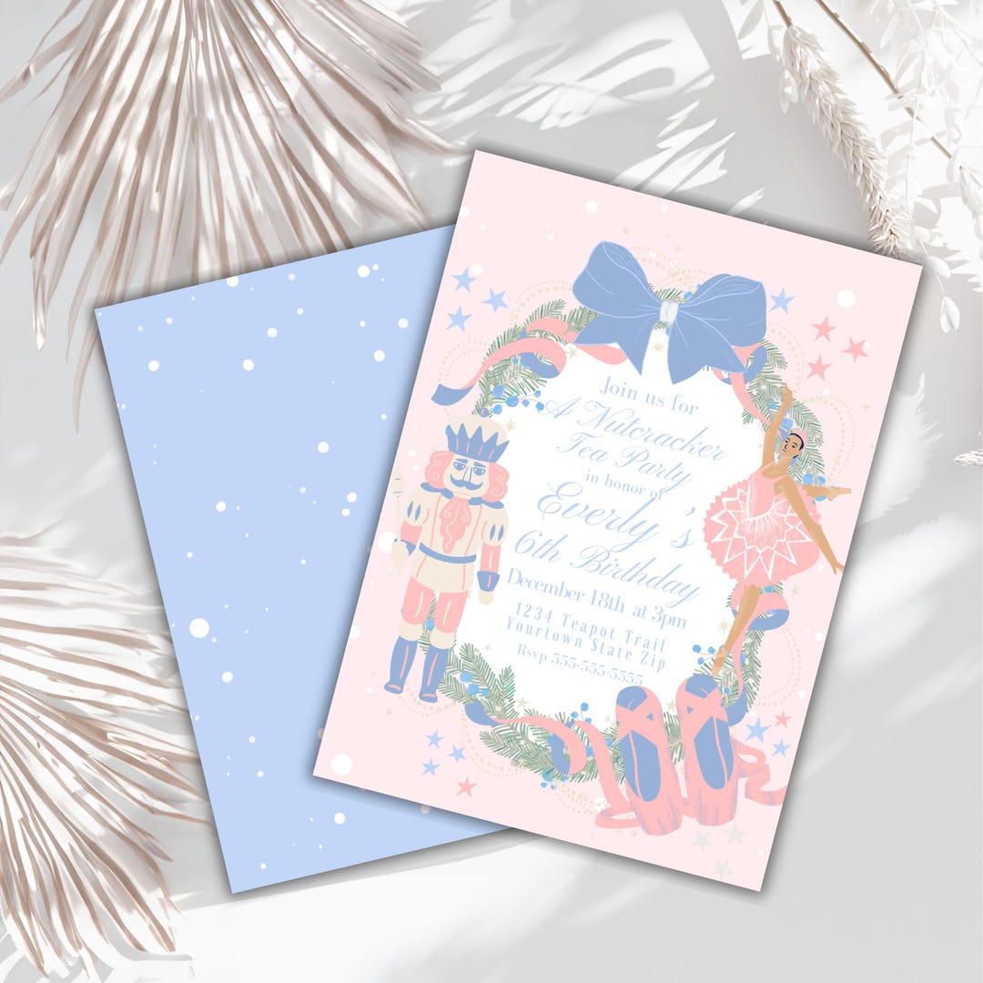 Digital Nutcracker Tea Party Invitation Garden Party Winter Christmas ...
