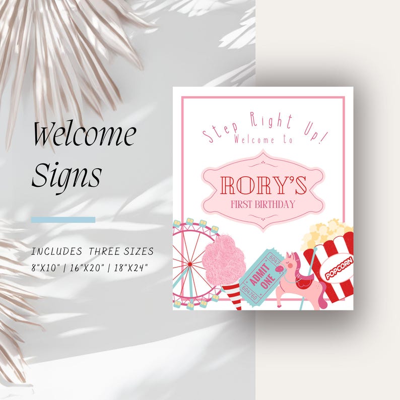 Editable Circus Theme Welcome Sign , Circus Tent Carnival Ticket Birthday Sign , Welcome ...